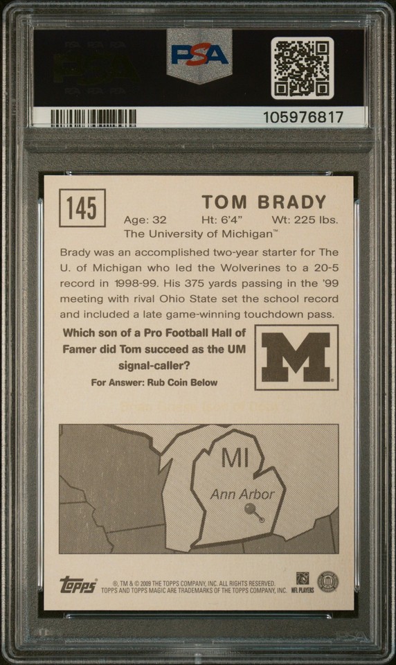 2009 TOPPS MAGIC #145 TOM BRADY PSA 10 DNA GO BLUE MICHIGAN INSCRIPTION AUTO 10 | eBay