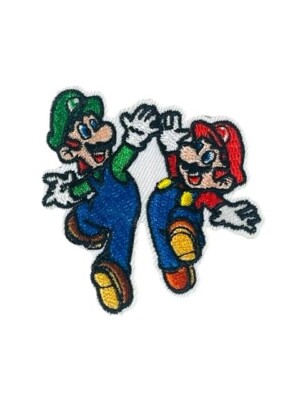 Mario and Luigi Jumping 2.56 Inch Tall Embroidered Iron on Patch | eBay