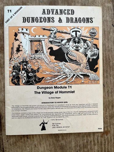 Vintage TSR Advanced D&D Dungeon Module T1 The Village of Hommlet (9026 ...