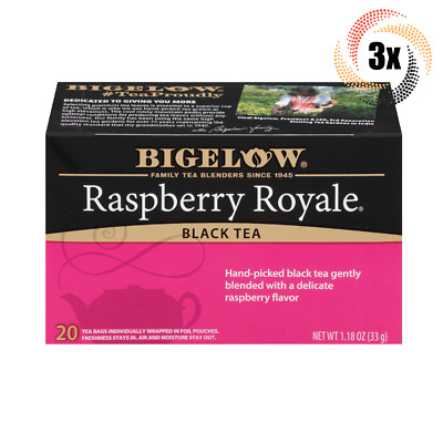 3x Boxes Bigelow Raspberry Royale Black Tea | 20 Pouches Per Box | 1 ...