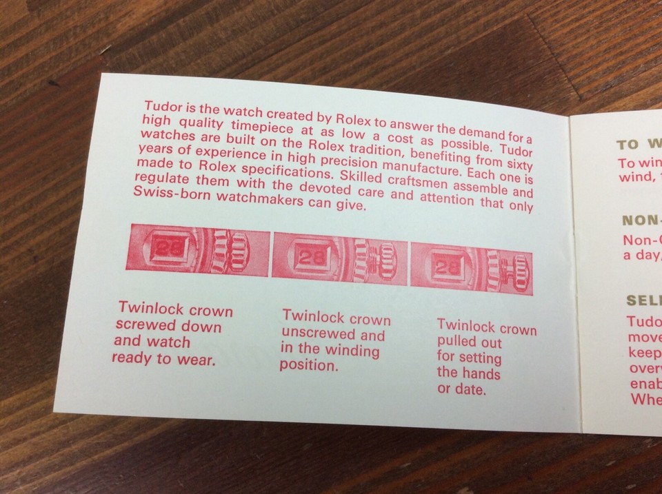 Tudor Vintage Guarantee Booklet 1971 Ink Unpunched | eBay