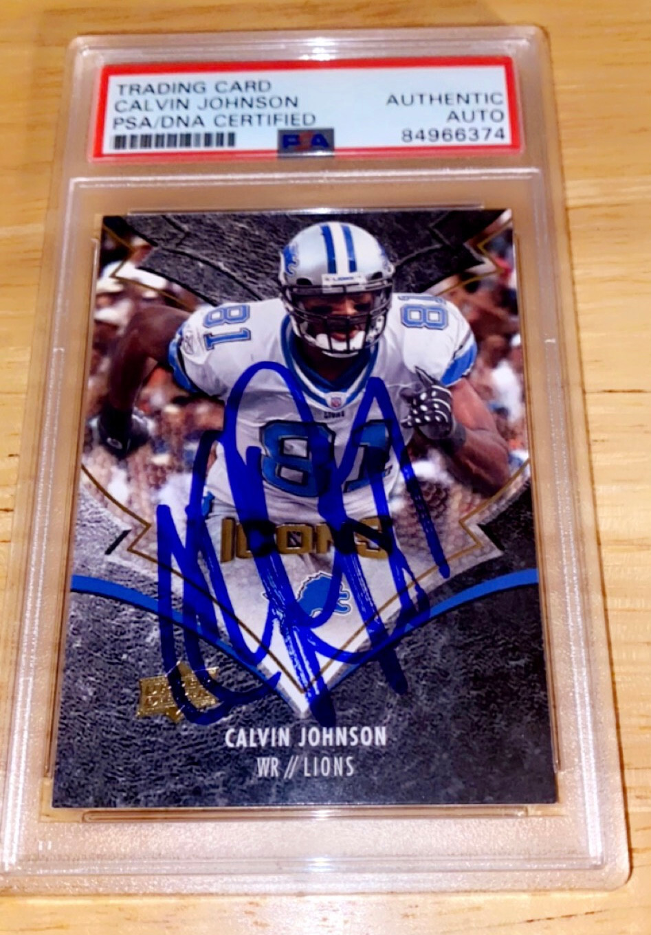 Calvin Johnson Signed Autograph Slabbed 2008 Upper Deck Icons Card PSA ...