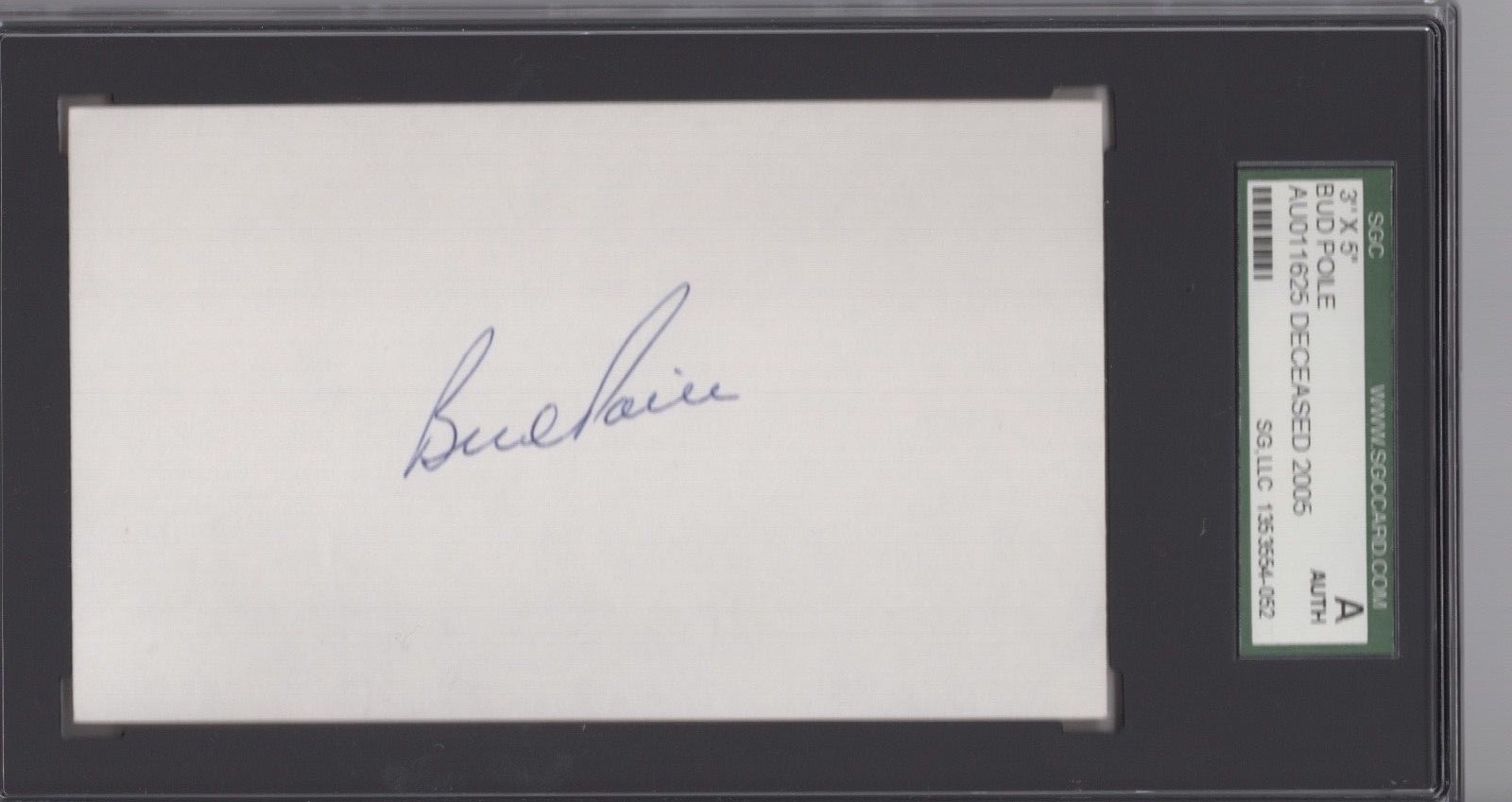 BUD POILE SIGNED 3 X 5 INDEX CARD NHL HOCKEY HOF SGC SLAB DECEASED | eBay
