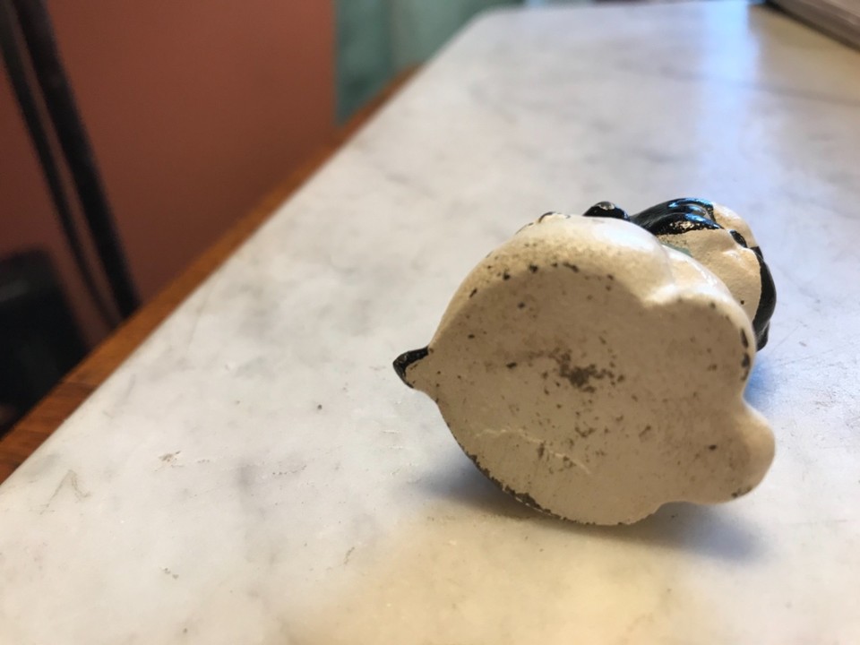 ANTIQUE HUBLEY PUP DOG BEE BUTT BLUE BOW PAPERWEIGHT GRACE DRAYTON ...
