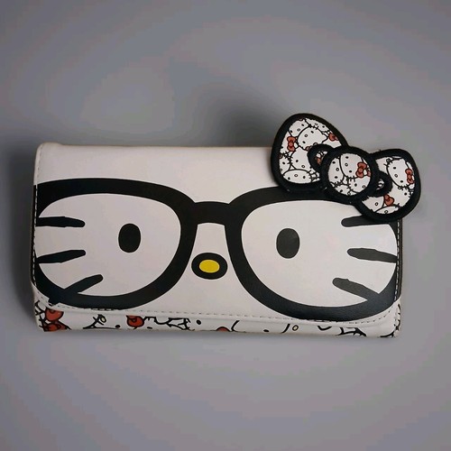 Hello Kitty Wallet Fuzzy Nerd Wallet White with 3D Bow Credit Card ...