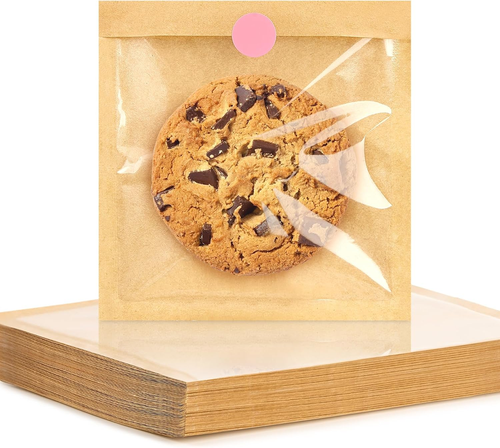 100 Pcs Cookie Packaging Bags with Seal, 5.7X6.5 Inch Paper Bakery Bags ...