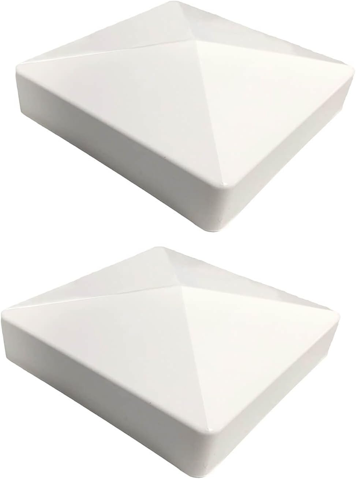 2 Pack Pyramid Style Fence Post Cap for 4" X 4" Fence - White PVC Cap ...