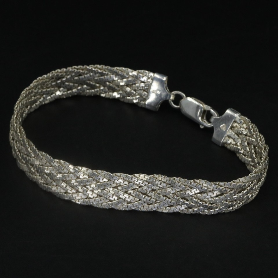 Sterling Silver - 10mm Braided Boston Link Chain 7" Bracelet - 14g | eBay