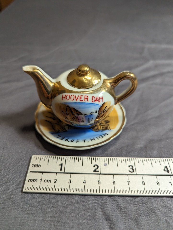 Vintage Mini Hoover Dam Tea Pot And Saucer Souvenir | eBay