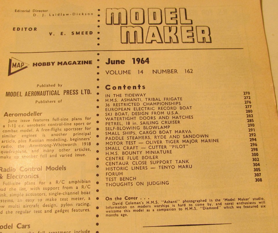 Model Maker Magazine, June 1964, Ships, Boats, Ashanti, Petrel, Pilot ...