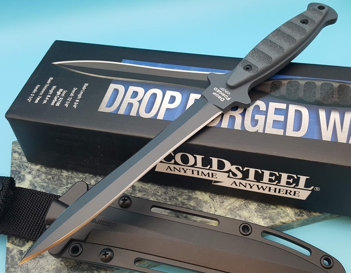 Cold Steel Drop Forged Wasp Knife Fixed Blade Double edge High Carbon ...