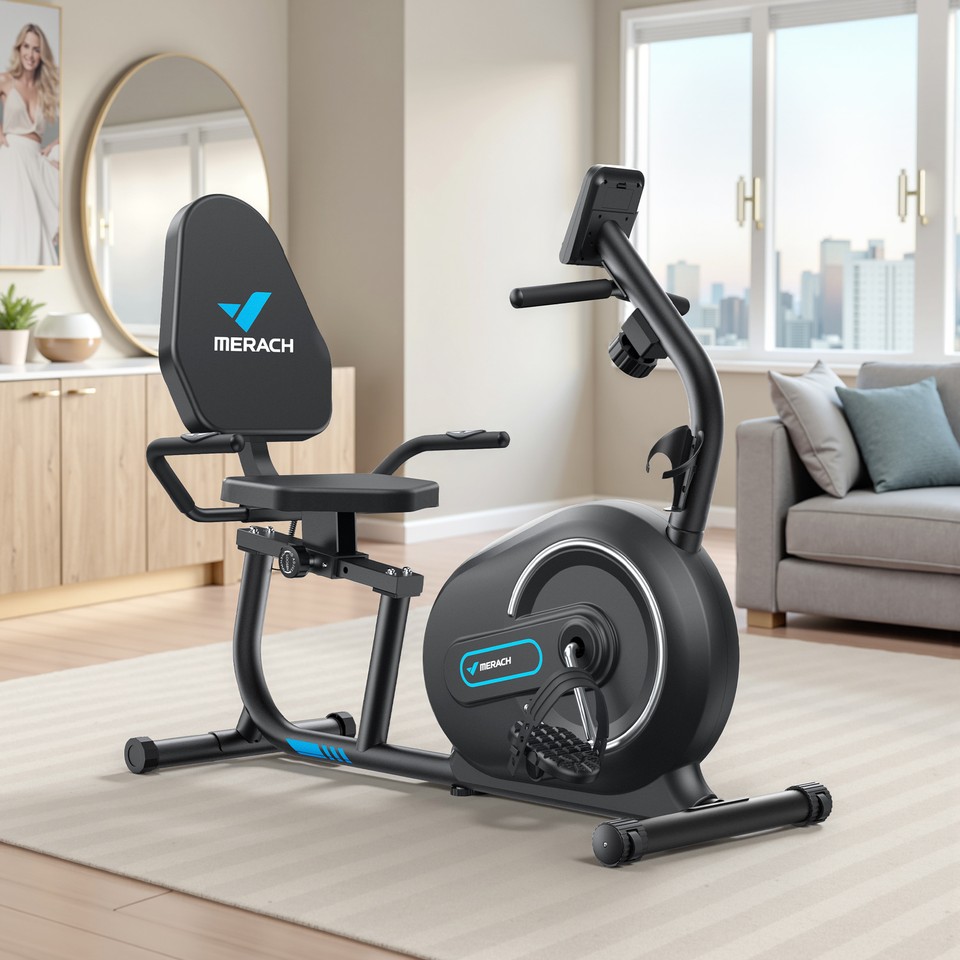 MERACH S08 Recumbent Exercise Bike Workout Machine Full Body Fitness ...