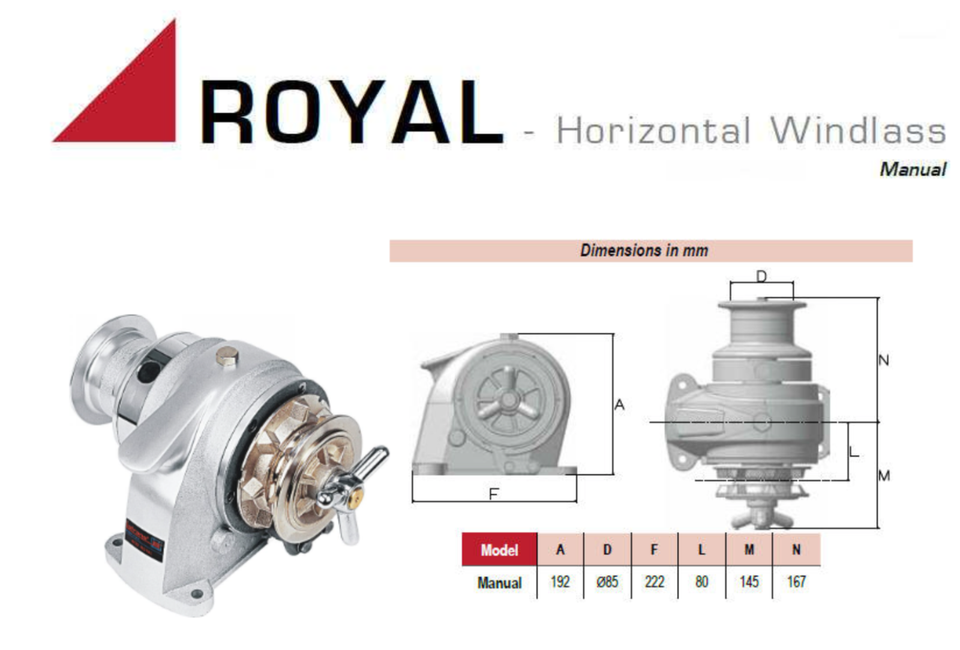Lofrans Royal Manual Windlass - Gypsy Size: 8mm - Only lightly used ...