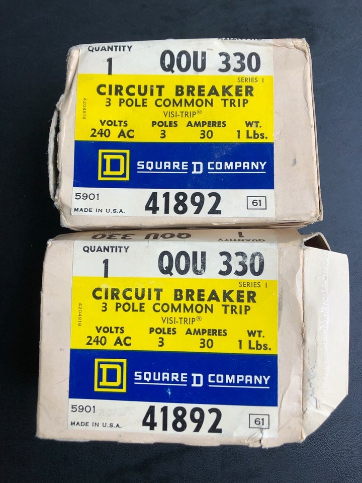 Square D - QOU330 Series 1 Circuit Breaker - 240VAC 3-Pole 30Amp - NEW ...