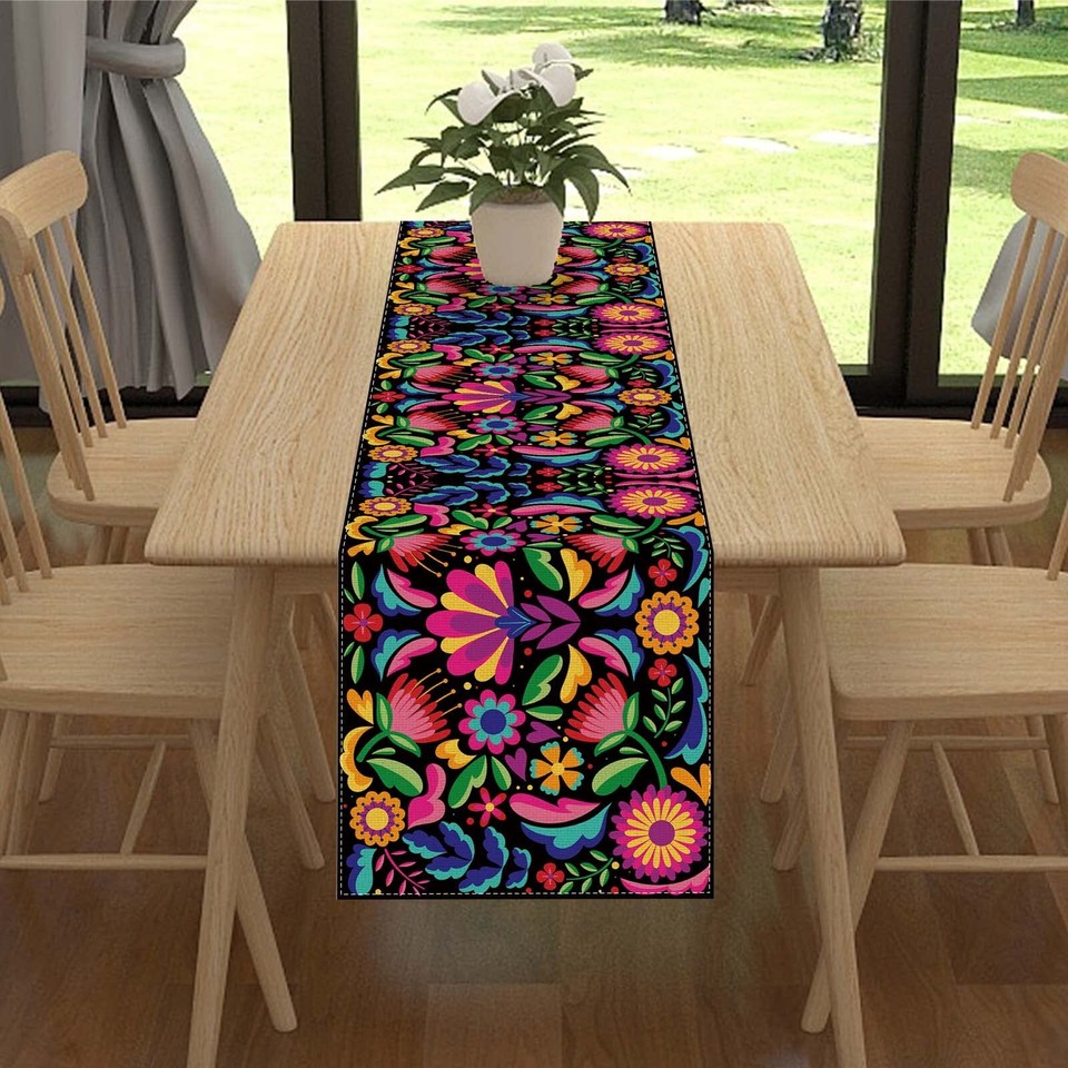 Linen Mexican Fiesta Table Runner 72 Inches Long Cinco De Mayo ...