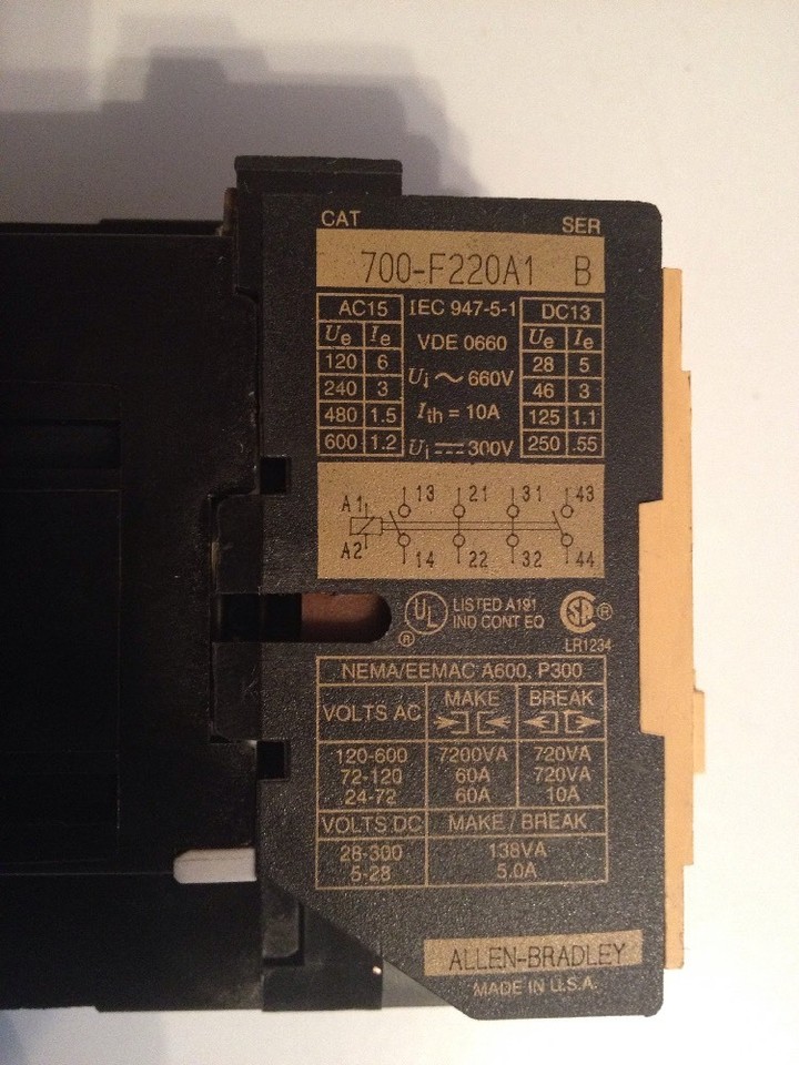 Allen Bradley 700-F220A1 Series B Control Relay 700F220A1 Lot Of 5 | eBay