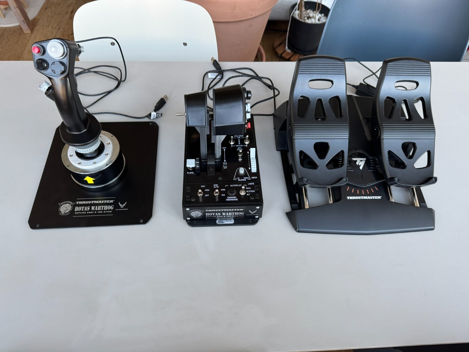 Thrustmaster HOTAS Warthog A-10C Flight Stick with TFRP Rudder Pedals ...