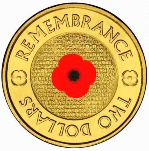 2012 Australian $2 Red Poppy Remembrance Colour Coin UNC FROM CHUBB ...