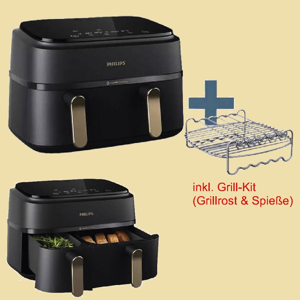 Philips NA352/04 Doppel-Heißluft-Fritteuse Series 3000 - 9 Liter - 2750 ...