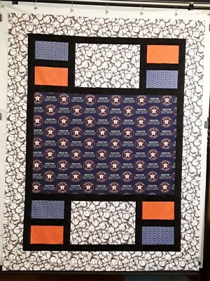 Houston Astros Baseball Themed Fabric Handmade Quilt-Top (54.5" x 70.5 ...