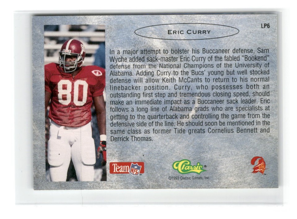 1993 Classic - #LP6 - Eric Curry Limited Prints - Tampa Bay Buccaneers | eBay