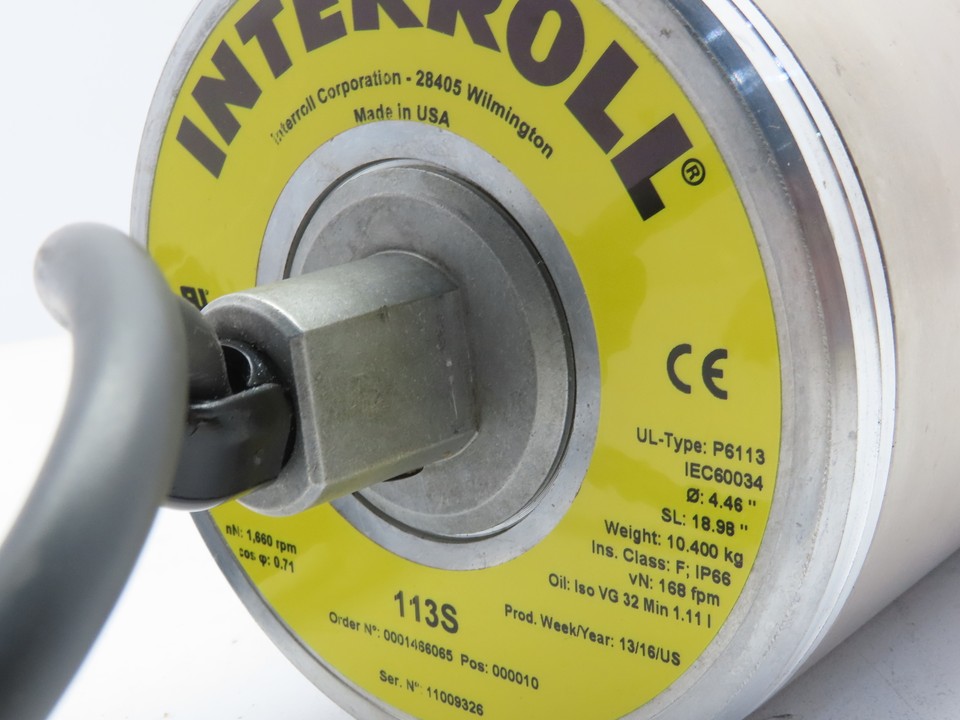 Interroll 113S Belt Conveyor Drum Motor Roller P6113 20"Wide 168FPM ...