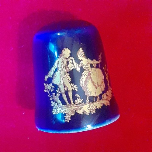 Vintage Blue Colored Thimble Cobalt Dark Color DANCE VICTORIAN couple ...