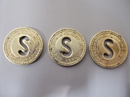 LOT OF (3) Vintage BUS TOKEN Long Island SUFFOLK COUNTY NEW YORK ...