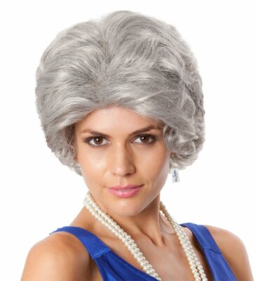 Old Lady Wig Grandma Wig Granny Costume Gray Wigs Queen Elizabeth ...