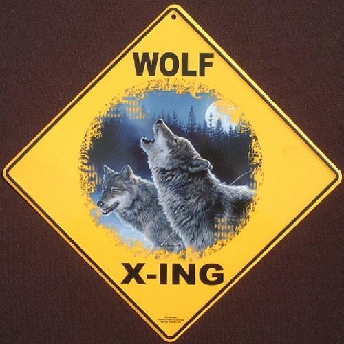 WOLF X-ING Sign 16 1/2 by 16 1/2 NEW decor wolves novelty signs ...