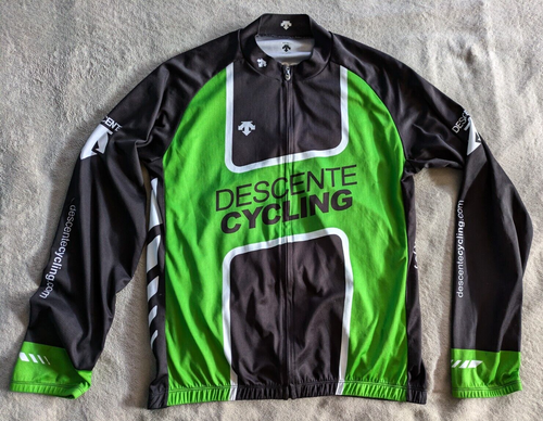 DESCENTE Long Sleeved Cycling Jersey Mens XL Black Green Bicycle | eBay