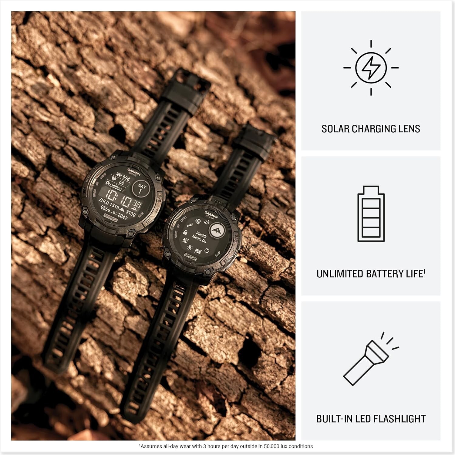 Instinct 3 Tactical Edition, 45mm, Solar Charged Display, GPS ...