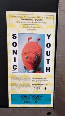 SONIC YOUTH - VINTAGE ORIGINAL GERMAN 1992 UNUSED WHOLE FULL CONCERT ...