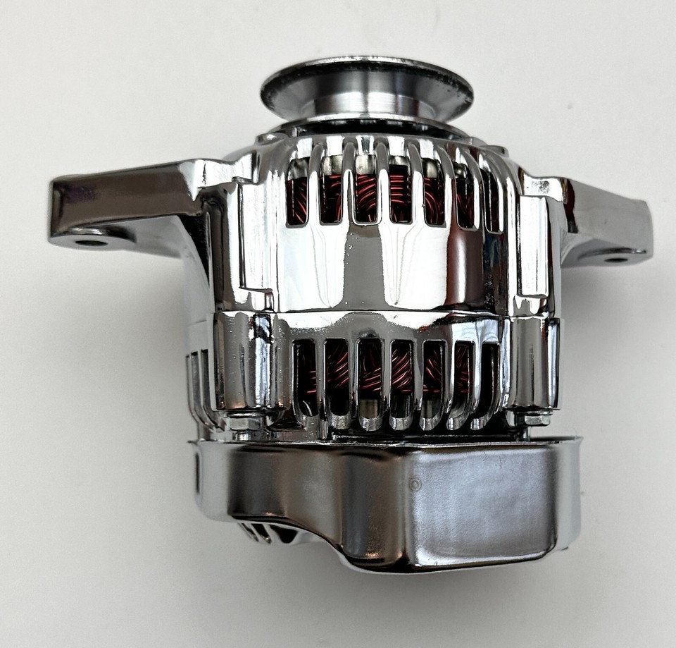 Chrome 90 AMP Mini Alternator GM Denso Style V Belt 1 Wire Street ...