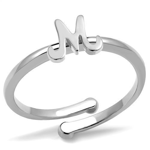 "M" Initial Ring Adjustable Rhodium Plated Silver Tone | eBay