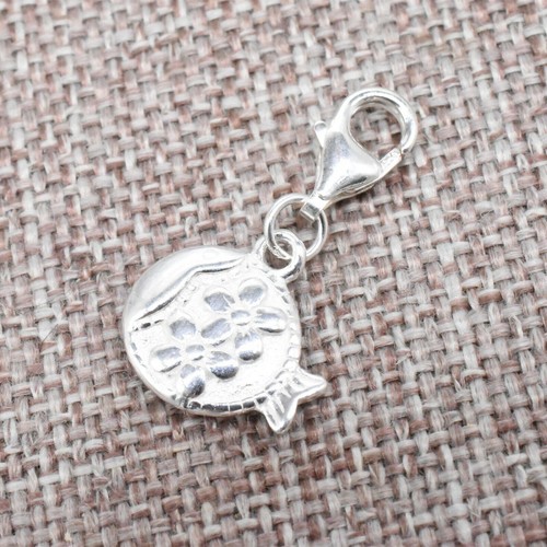 925 Sterling Silver Flower Fish Dangle Clip On Charm Lobster Clasp for ...