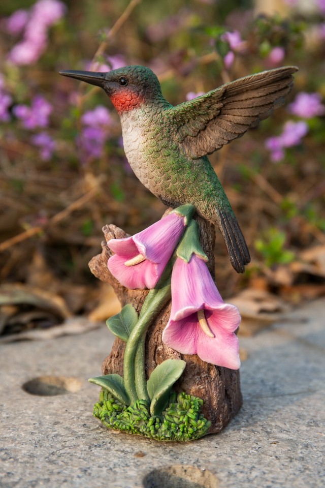 Motion Activated Bird Statue on Stump Life Like Home Tabletop Decor | eBay