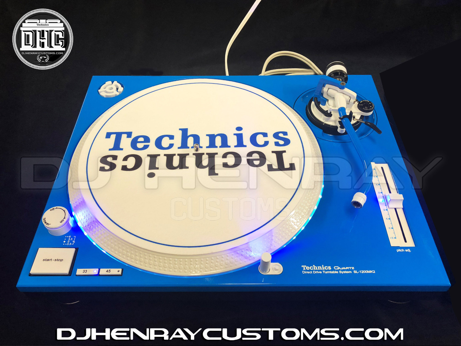 2 custom baby blue Dj Technic SL1200 MK2's Blue halos, Blue leds ...