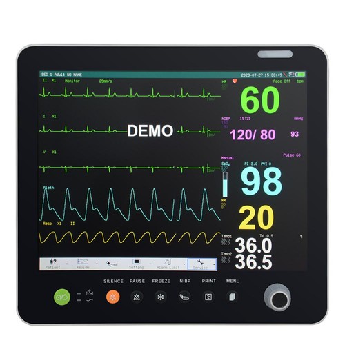15 Inch Touchscreen Portable Patient Monitor ECG NIBP RESP TEMP SpO2 PR ...