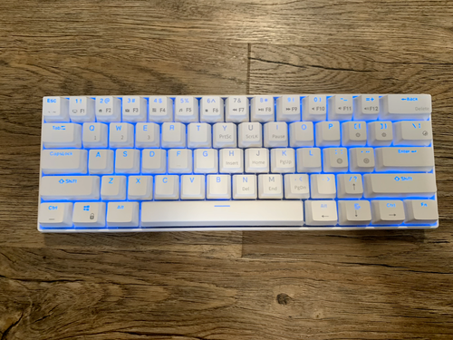 Royal Kludge RK61 LED Backlit Wireless Keyboard USED White and Blue ...
