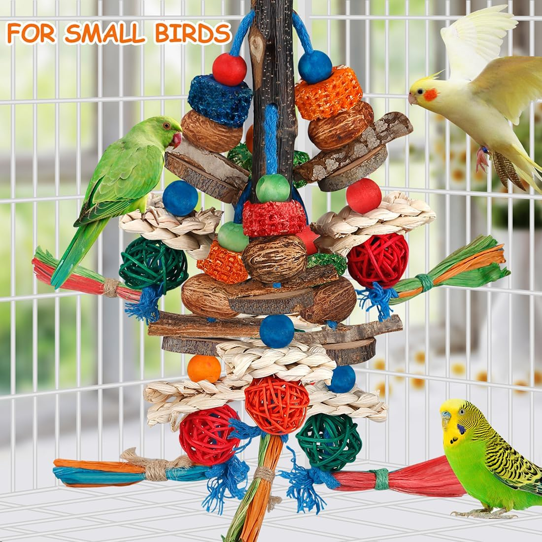 Natural Chewing Toy For Cockatiels Conures Natural Bird Foraging Toys ...