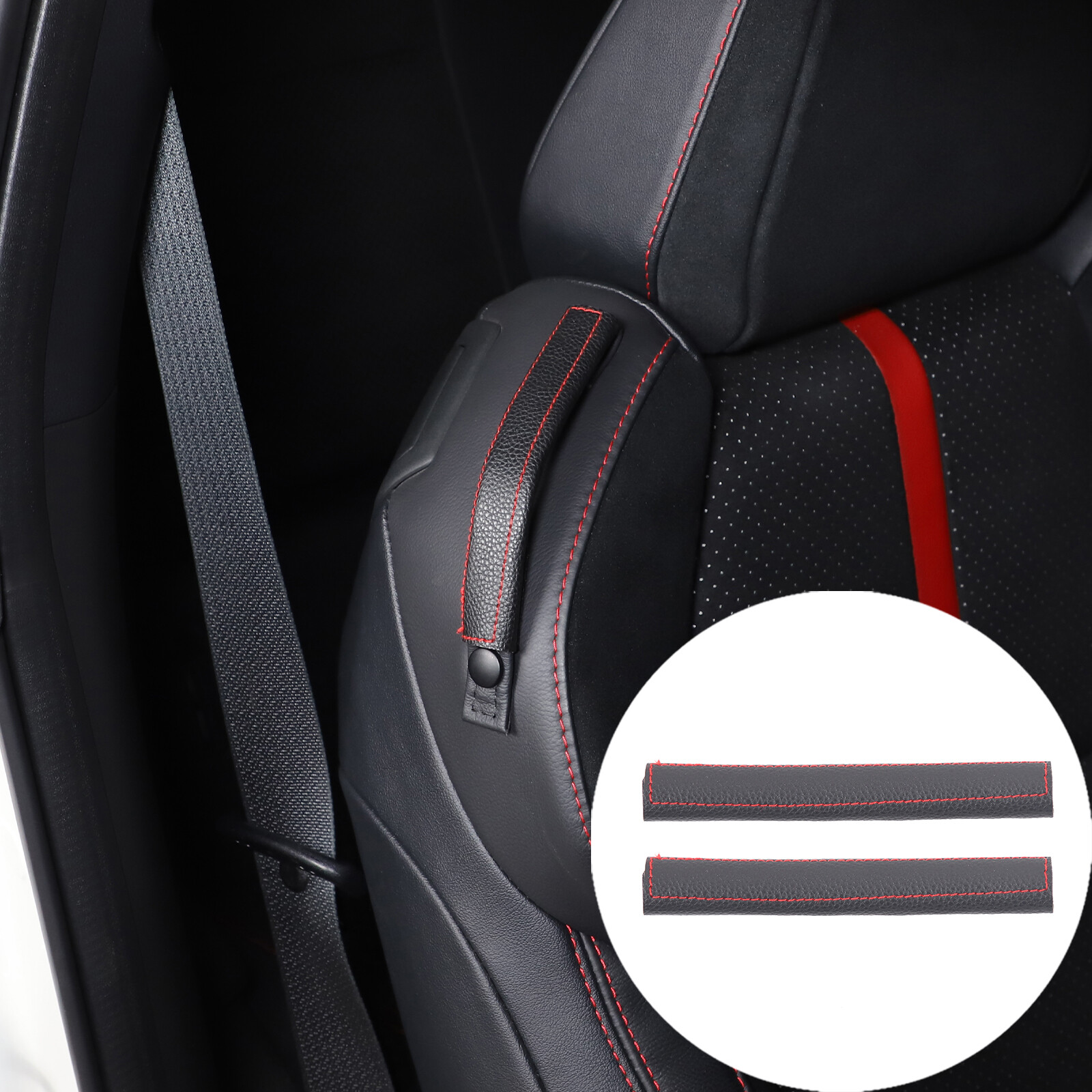 PU Leather Red Line Seat Belt Guides Stay Guards Cover Fits GR86 BRZ ...