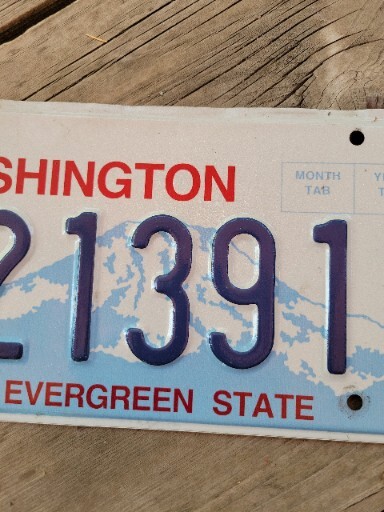 License Plate Washington Evergreen State Rainier Red White Blue Expired ...