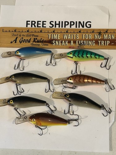 Lot Of 7 Rapala Fat Rap Fishing Lures FR-7 Baits BOTTOM 1 IS RATTLE ...
