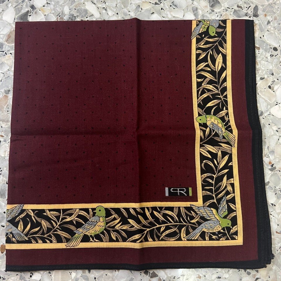 MAN HANKY RED POLKA DOTS GOLD BIRDS CLASSIC COTTON POCKET ART SQUARE 17” #JP164 | eBay