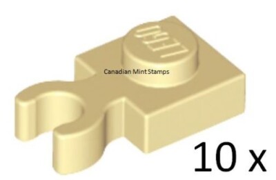 New Lego 10x Tan Plate Modified 1x1 Open O Clip Thick Vertical Grip ...