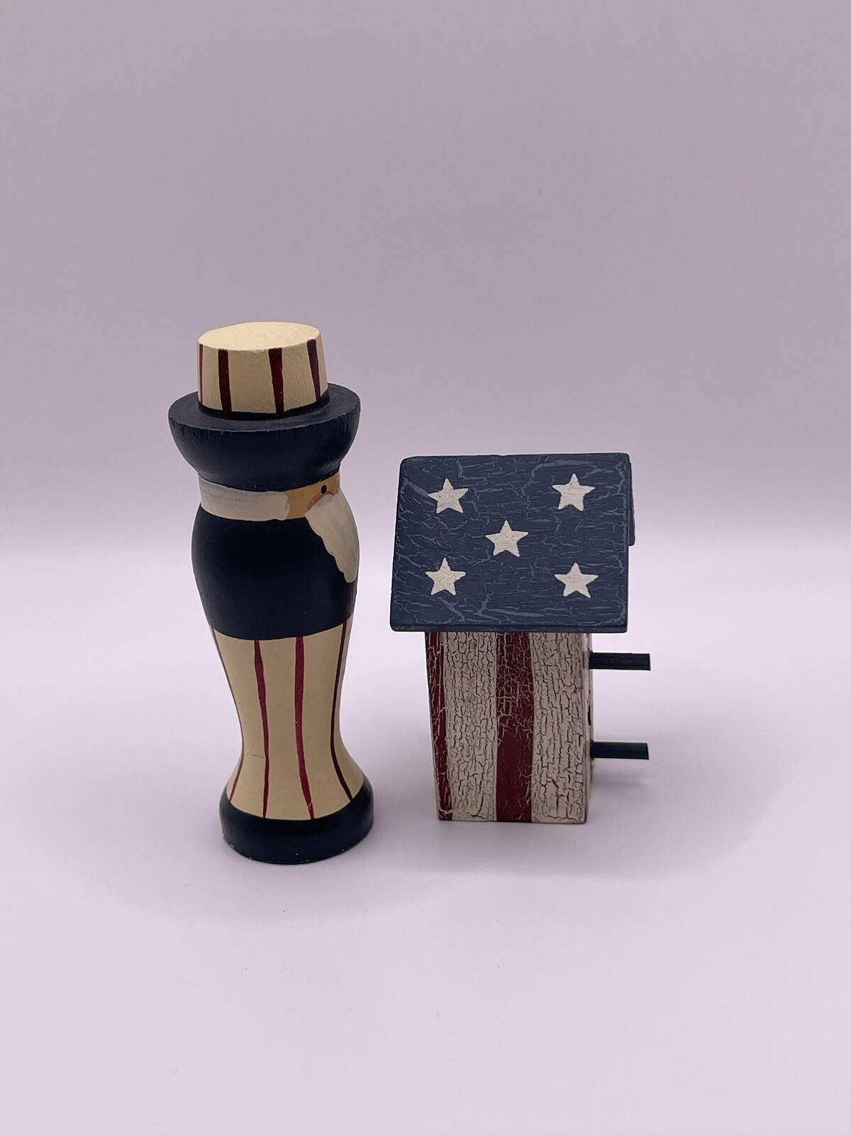American Uncle Sam USA Wood Folk Art Miniature Figurines Shadowbox ...
