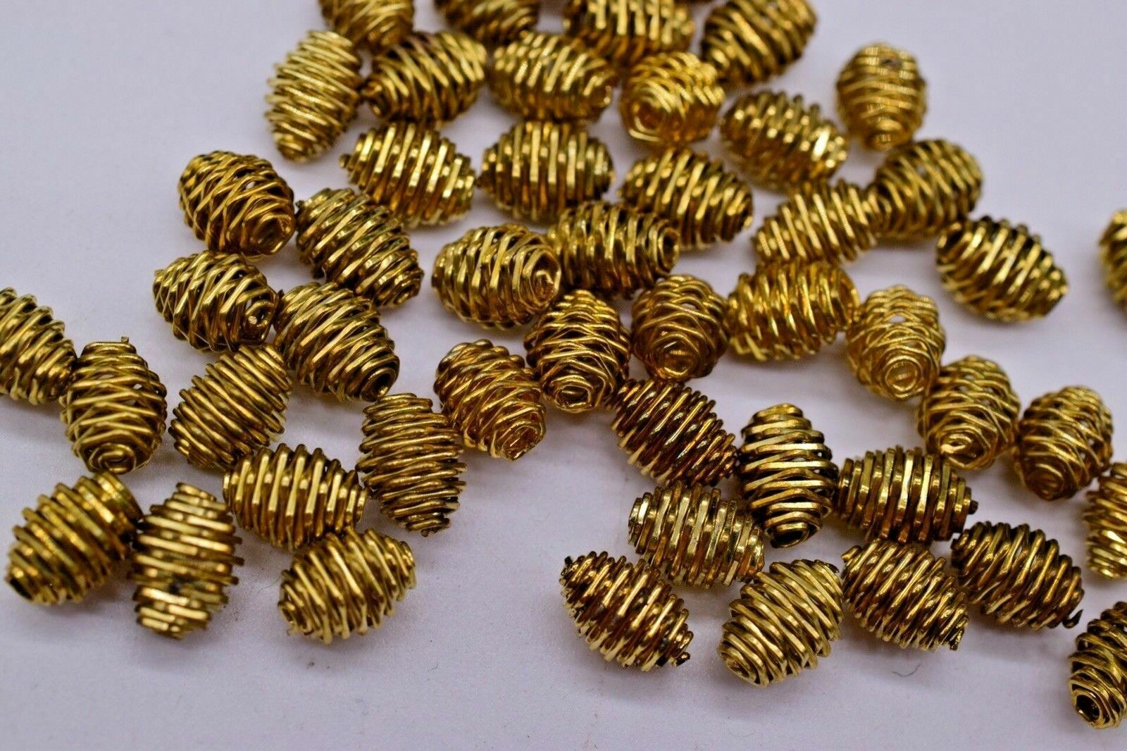 Gold Tone Wire Spacer, Spring Coil Cage Spiral Beads 7 mm Jewelry ...