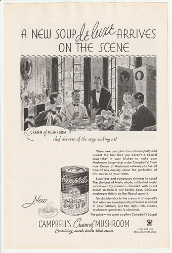 1934~Campbell's Cream Of Mushroom Soup~Vintage 30s Print Advertisement ...