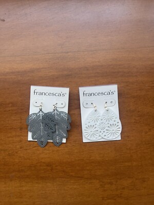 Francescas Jewelry set of two Modern leaf Design Earrings -White and ...